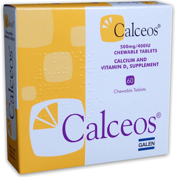 Calceos 500mg/400unit chewable tablets 60 tablet 4 tubes of 15 tablets